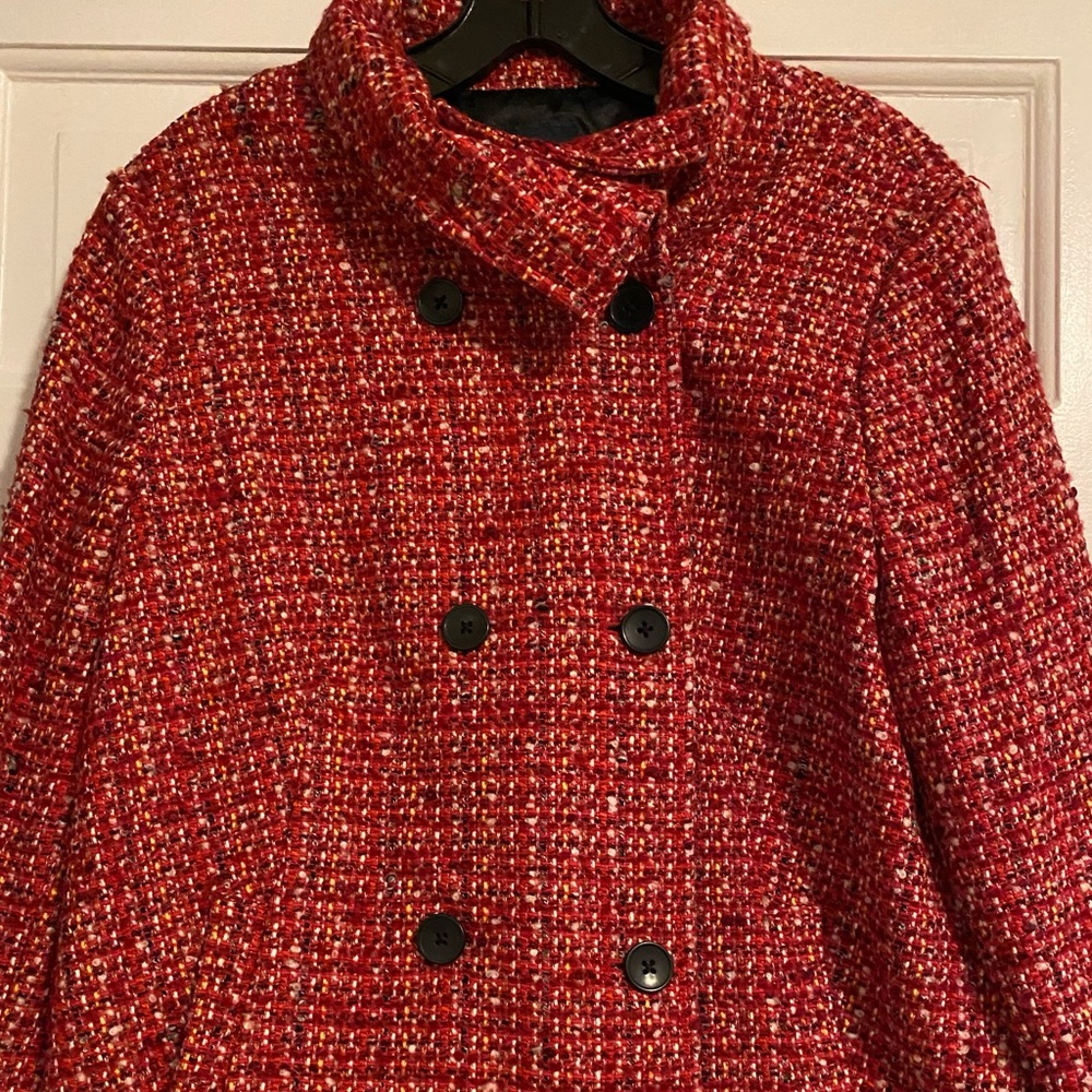 New Gap Red Tweed Double Breasted Jacket With Spread … - Gem